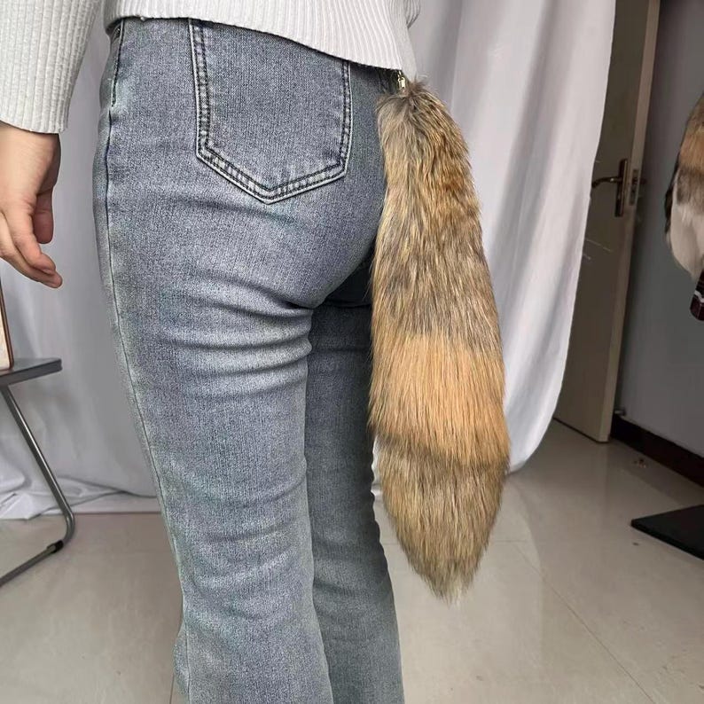 17" to 18” Fox Tails Therian Ethical Taxidermy Tail Cosplay: Gold Gray ...