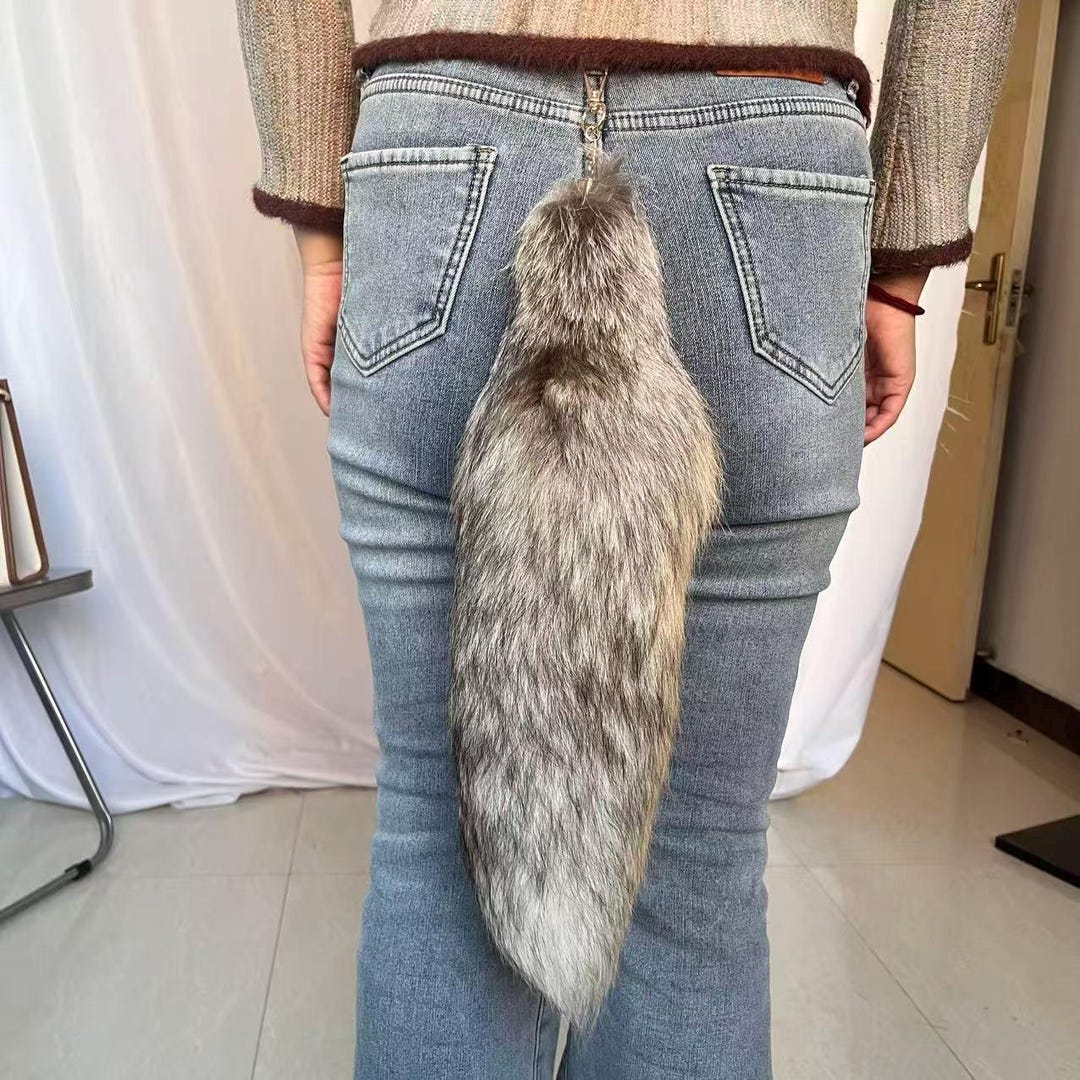 17” Big Fox Tails Therian Tails Ethical Taxidermy Tail Cosplay: Gray ...