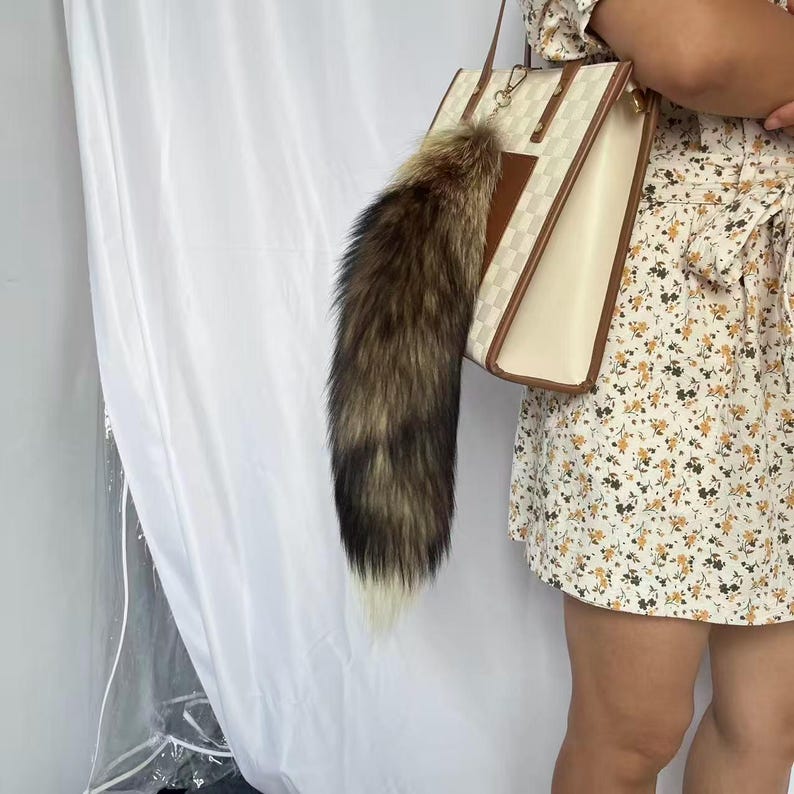 18” Big Fox Tails Therian Tails Ethical Taxidermy Tail Cosplay: Brown Black, Clip On, Keychain ...