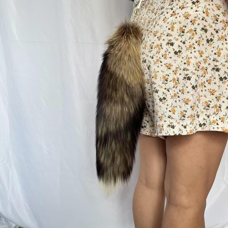 18” Big Fox Tails Therian Tails Ethical Taxidermy Tail Cosplay: Brown Black, Clip On, Keychain ...