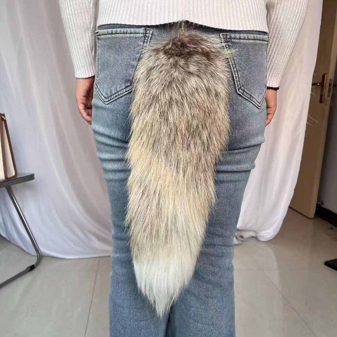 18” Fox Tails Therian Tails Ethical Taxidermy Tail Cosplay: Gray Gold ...