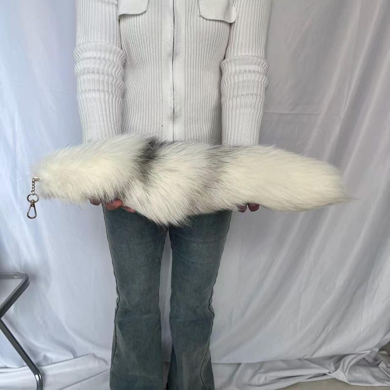 20” Fox Tails Therian Tails Ethical Taxidermy Tail Cosplay: White Gray ...