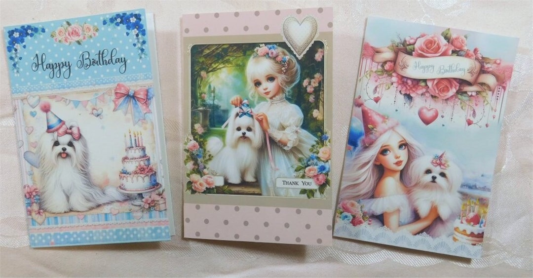 Maltese Dog Greeting Cards Set of 10 With Kraft Envelopes - Etsy