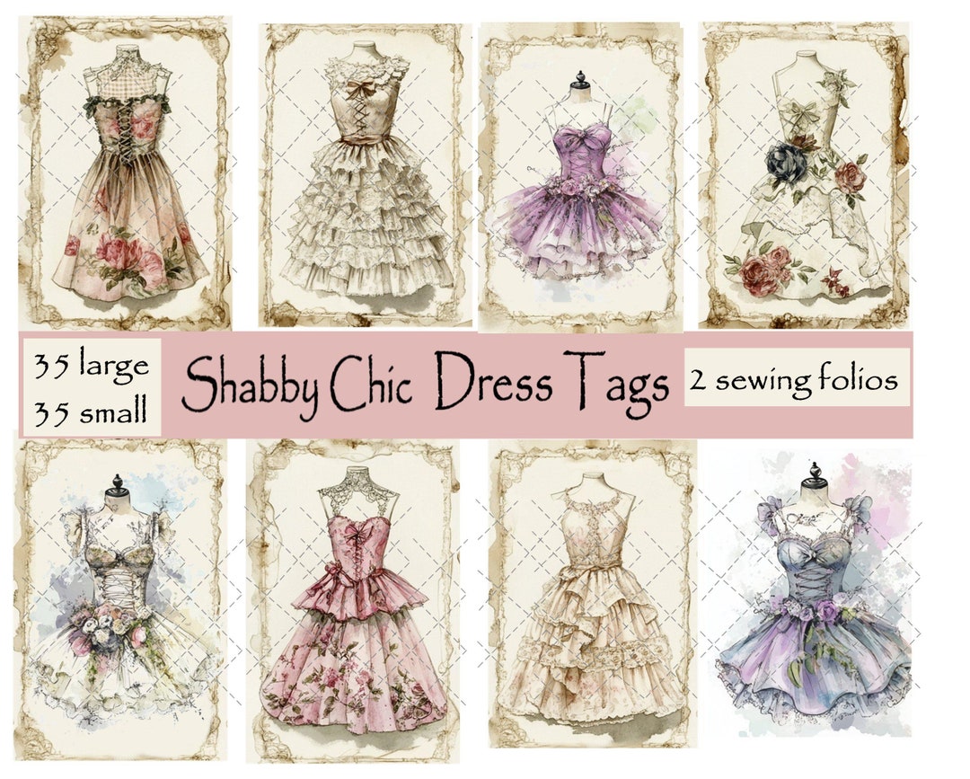 Shabby Chic 35 Large, 35 Small Dress Tags and 2 Sewing Folios, 17 ...