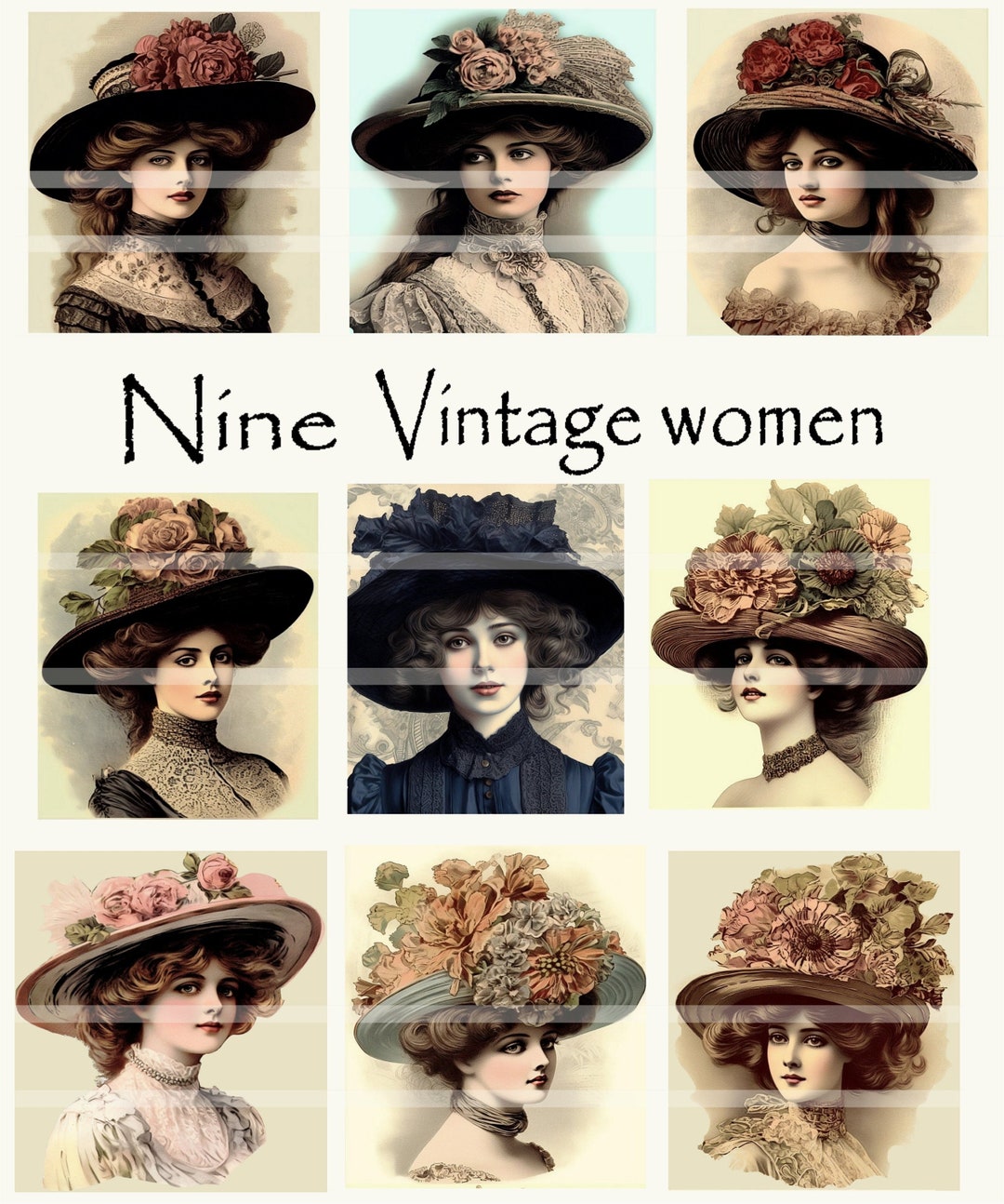 9 Beautiful Vintage Women Images Great for Junk Journals, Card Making ...