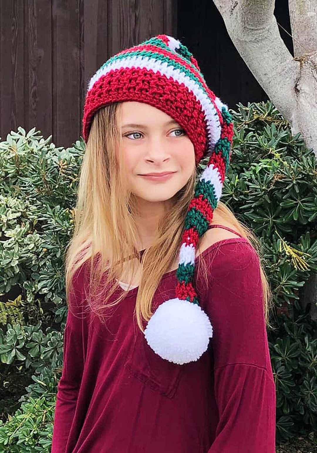 Knit Elf Christmas Hat Holiday Hat Baby Elf Hat Striped Elf Hat ...