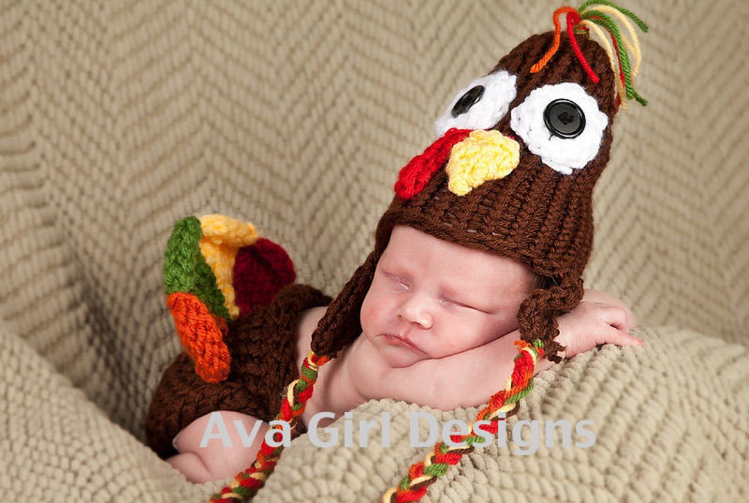 Newborn Baby Turkey Hat Diaper Cover Set, Thanksgiving Baby Outfit ...