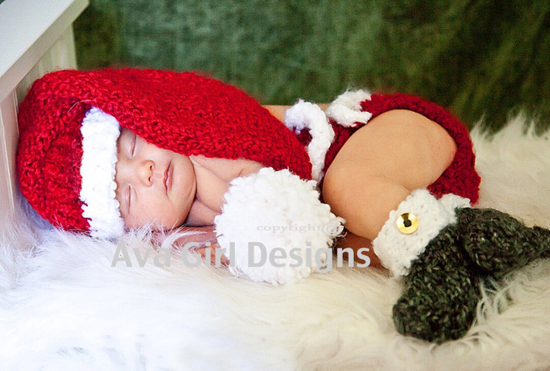 Baby Santa Hat Diaper Cover Bootie Set Christmas Baby Set - Etsy