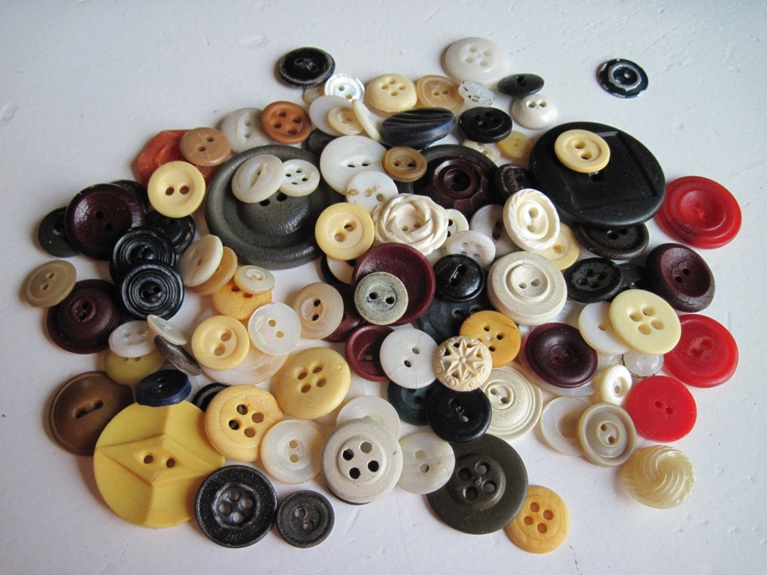 Vintage Buttons-button Mix-destash-neutral-work Buttons-primitive-craft ...