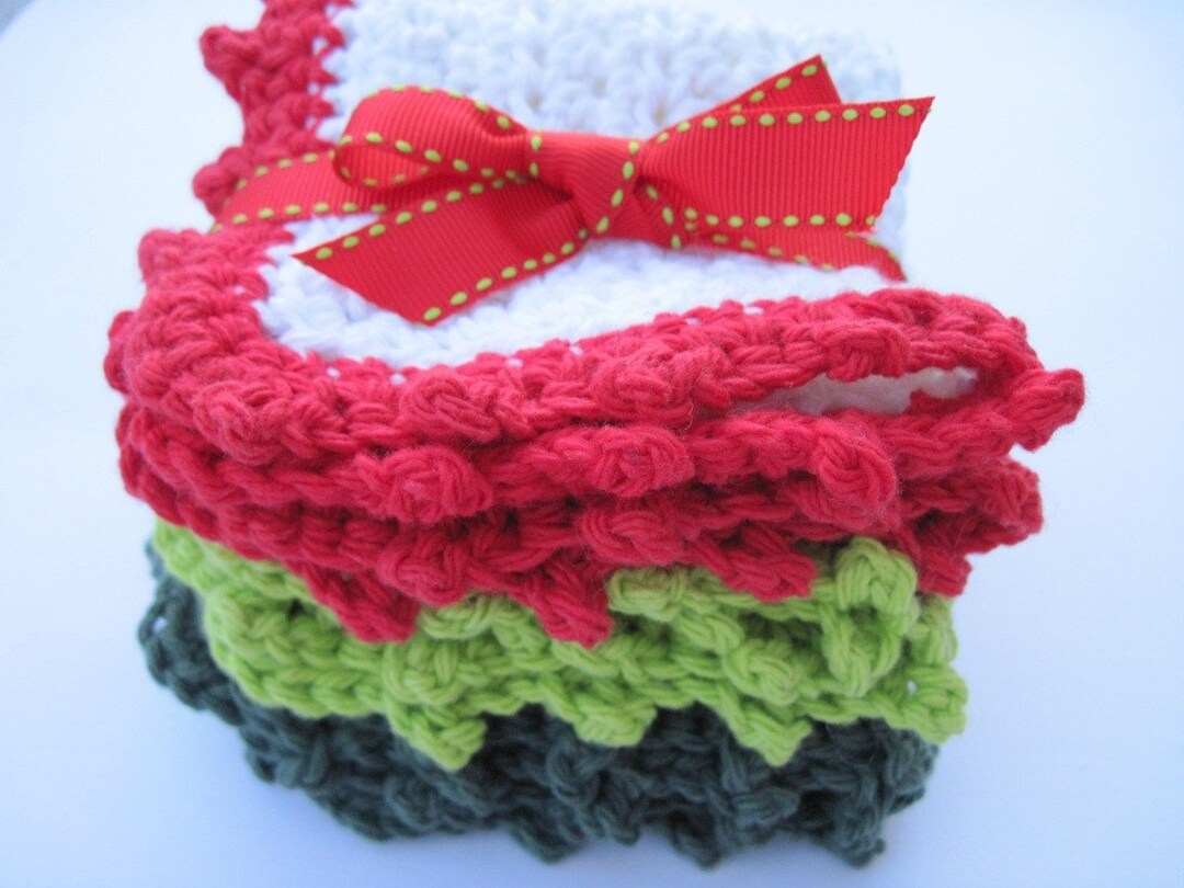 Christmas Dishcloths-handmade Christmas Present-kitchen-holiday-hostess ...