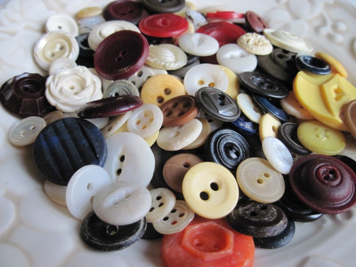 Vintage Buttons-button Mix-destash-neutral-work - Etsy