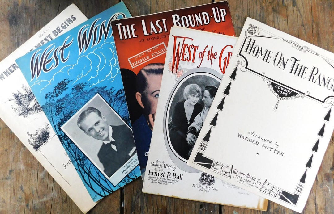 Vintage Sheet Music-western Collection-cowboy Music-guitar-ukulele ...