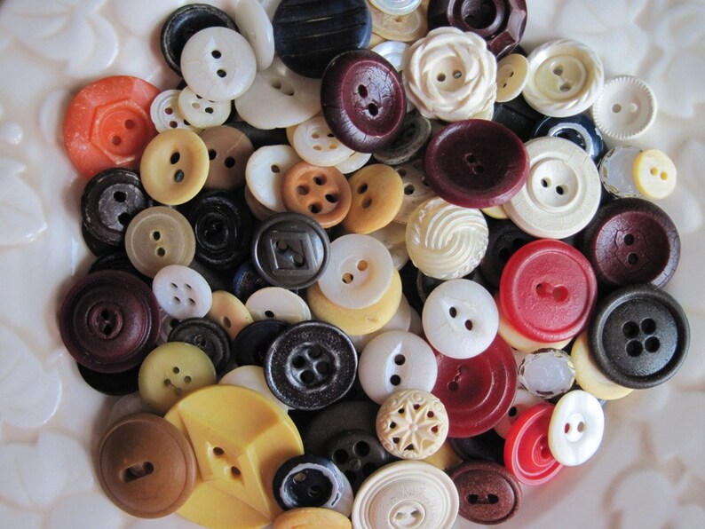Vintage Buttons-button Mix-destash-neutral-work - Etsy