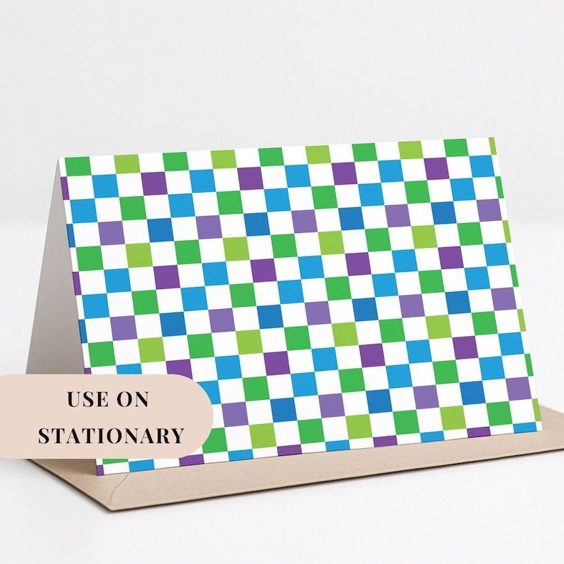 Checkered Seamless Pattern Vibrant Retro Repeat Bright Blue Green Plaid ...
