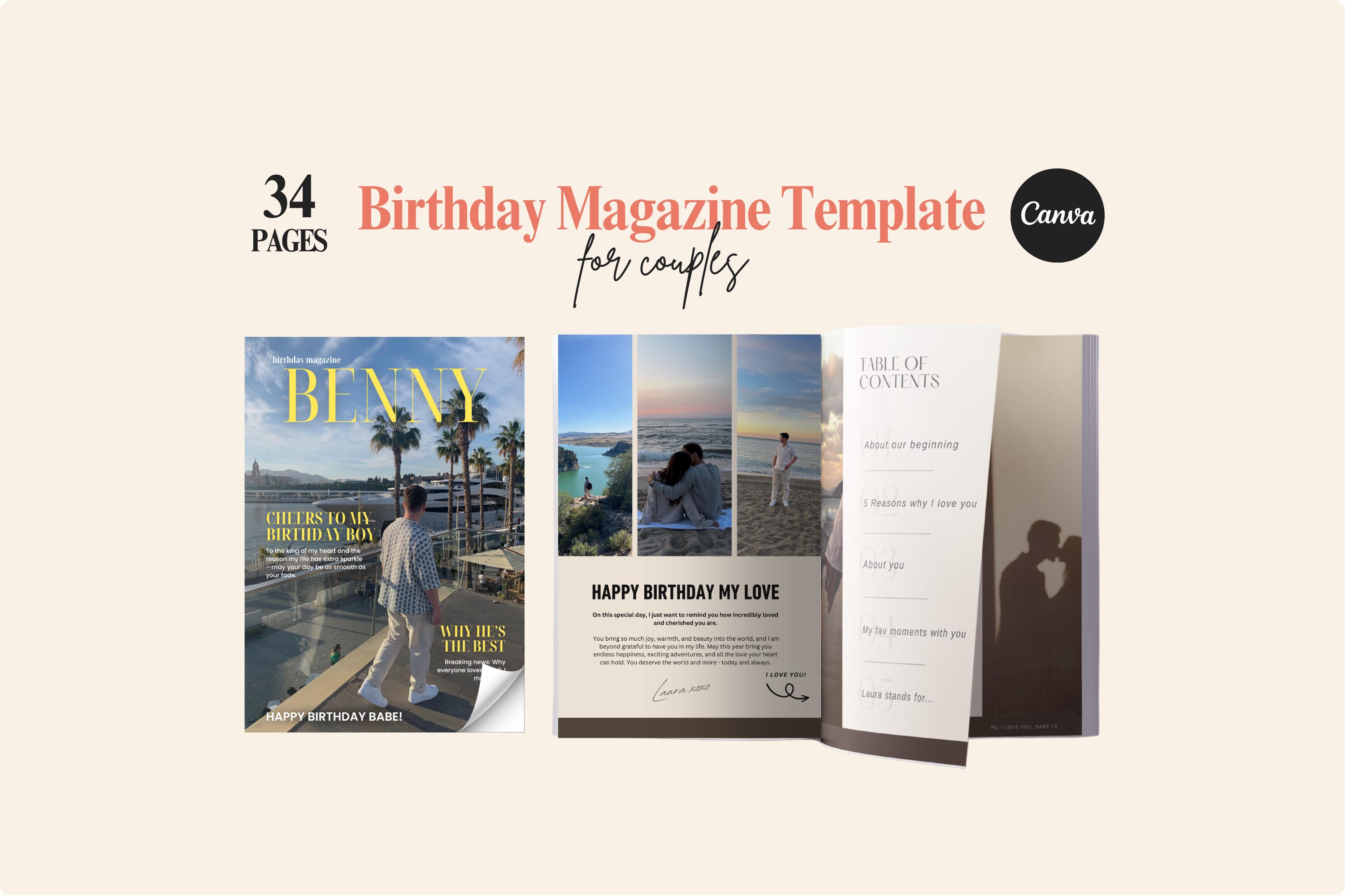 Personalized Birthday Magazine Template | DIY Gift for Him or Her ...