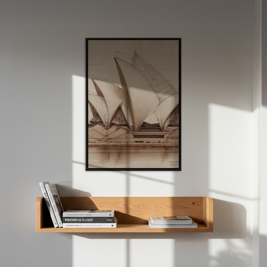 Sydney Opera House Architectural Poster, Vintage Blueprint Wall Art ...