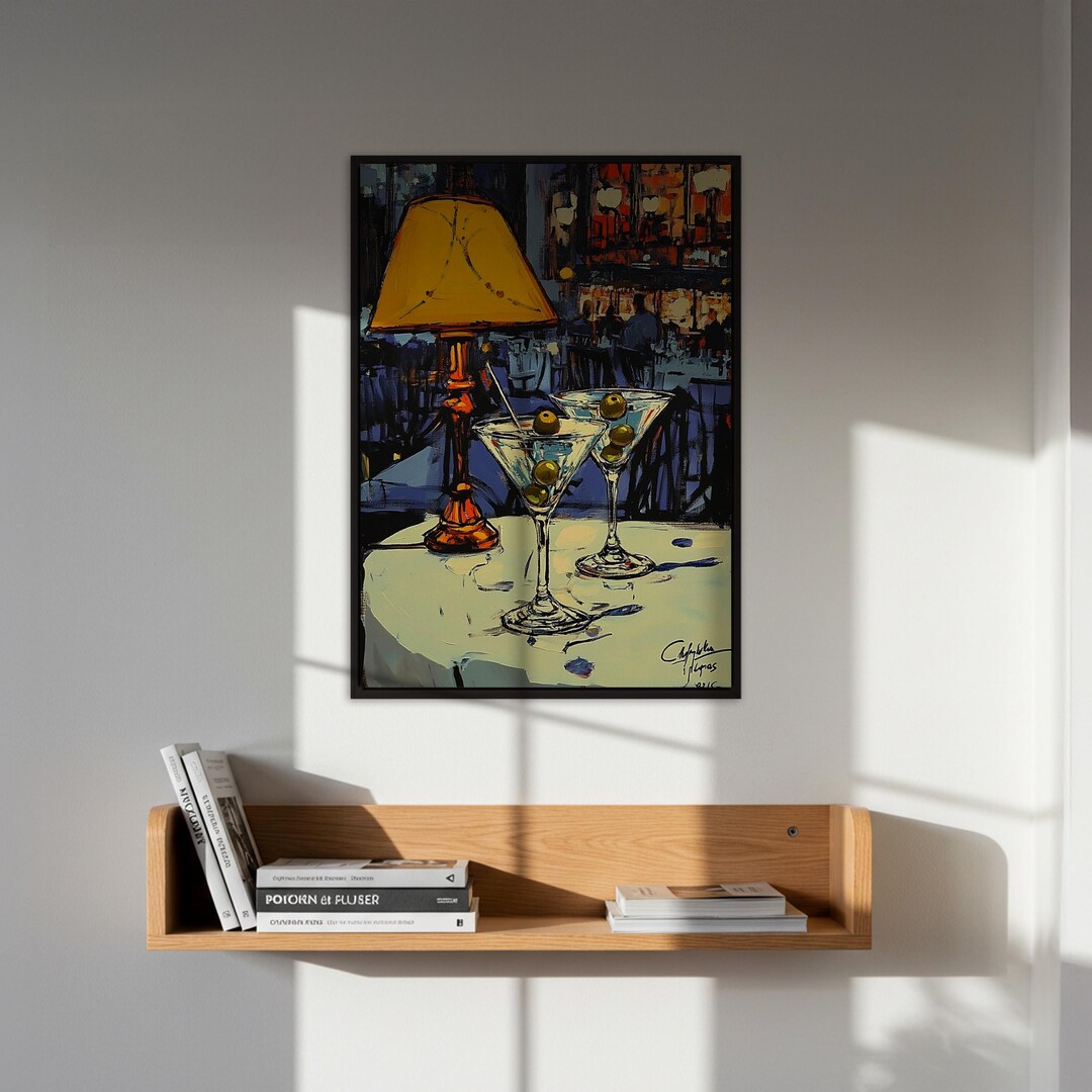 Martini Glass Poster, Alcohol Print, Olive Drink Poster, Cocktail ...