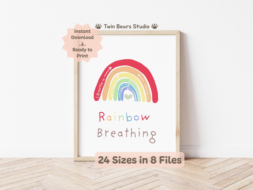 Rainbow Breathing Poster for Kids Mindfulness Emotional Regulation ...