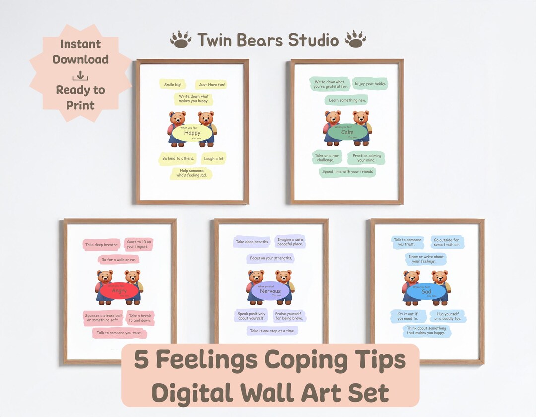 Emotional Regulation Poster Set for Kids Printable Wall Art Calming ...