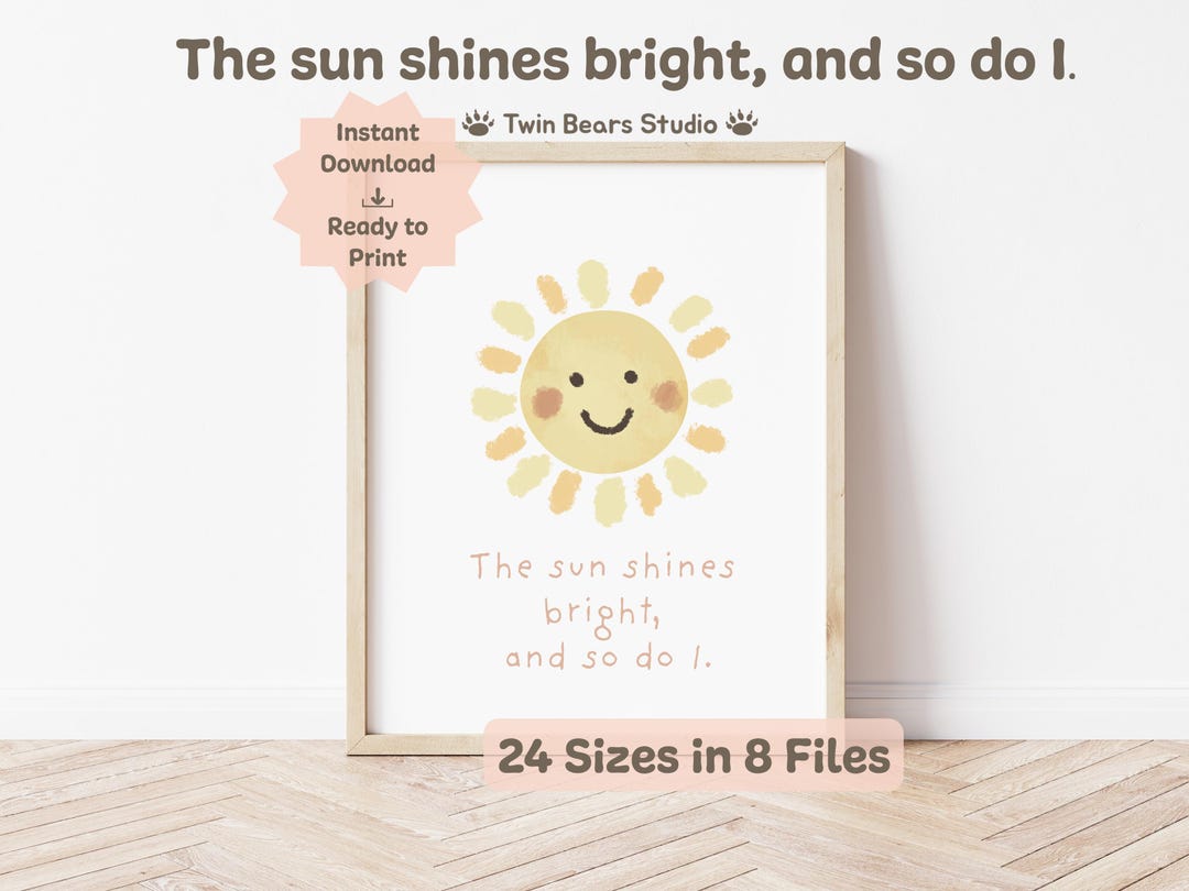 The Sun Shines Bright Affirmation Poster for Kids Positive Quote Wall ...