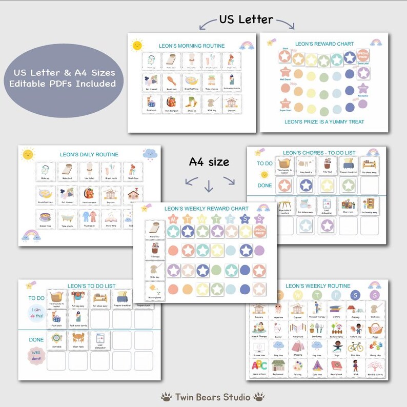 Editable Routine Cards and Charts for Kids Printable Visual Schedule ...
