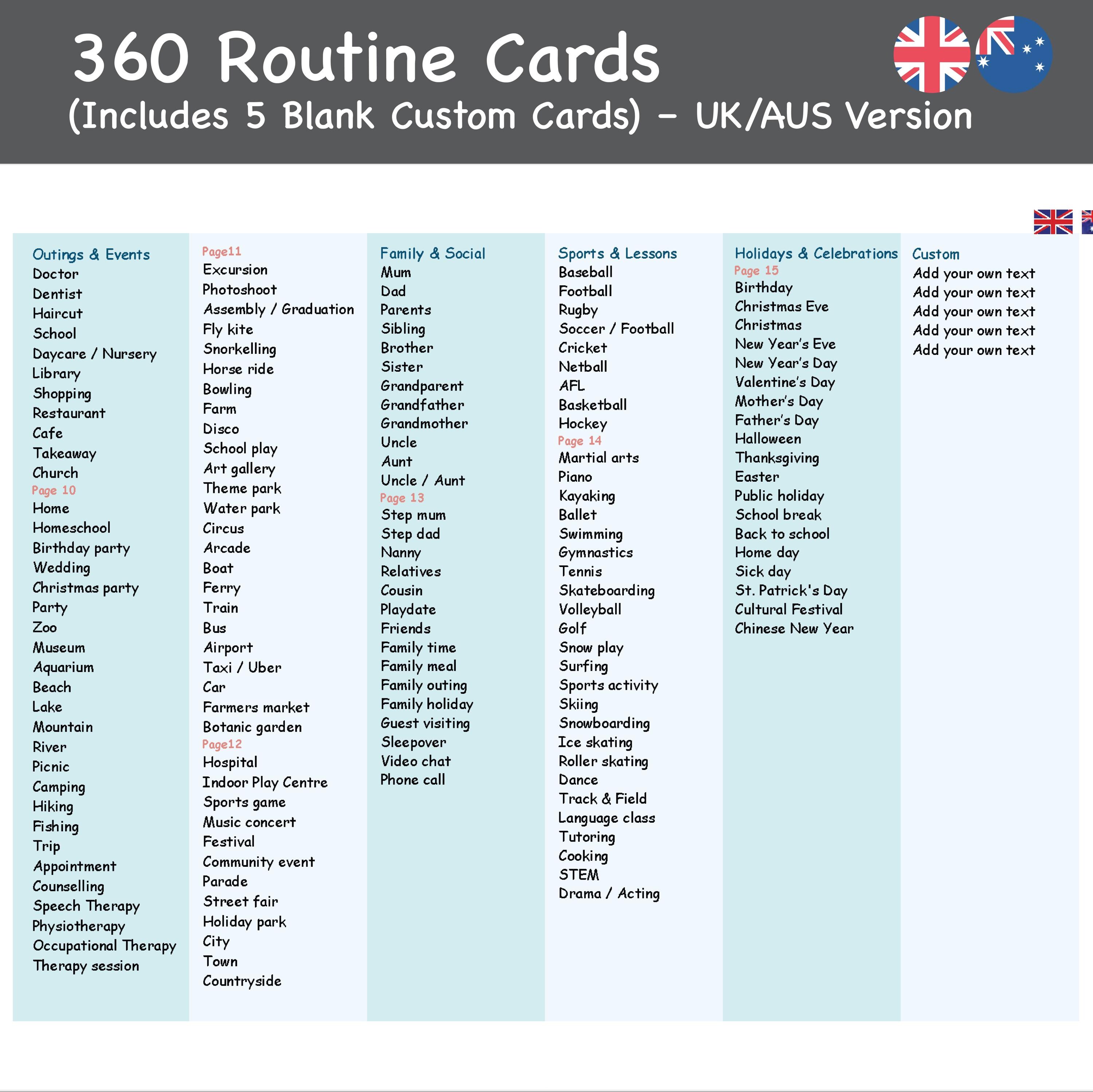 Editable Routine Cards and Charts for Kids Printable Visual Schedule ...