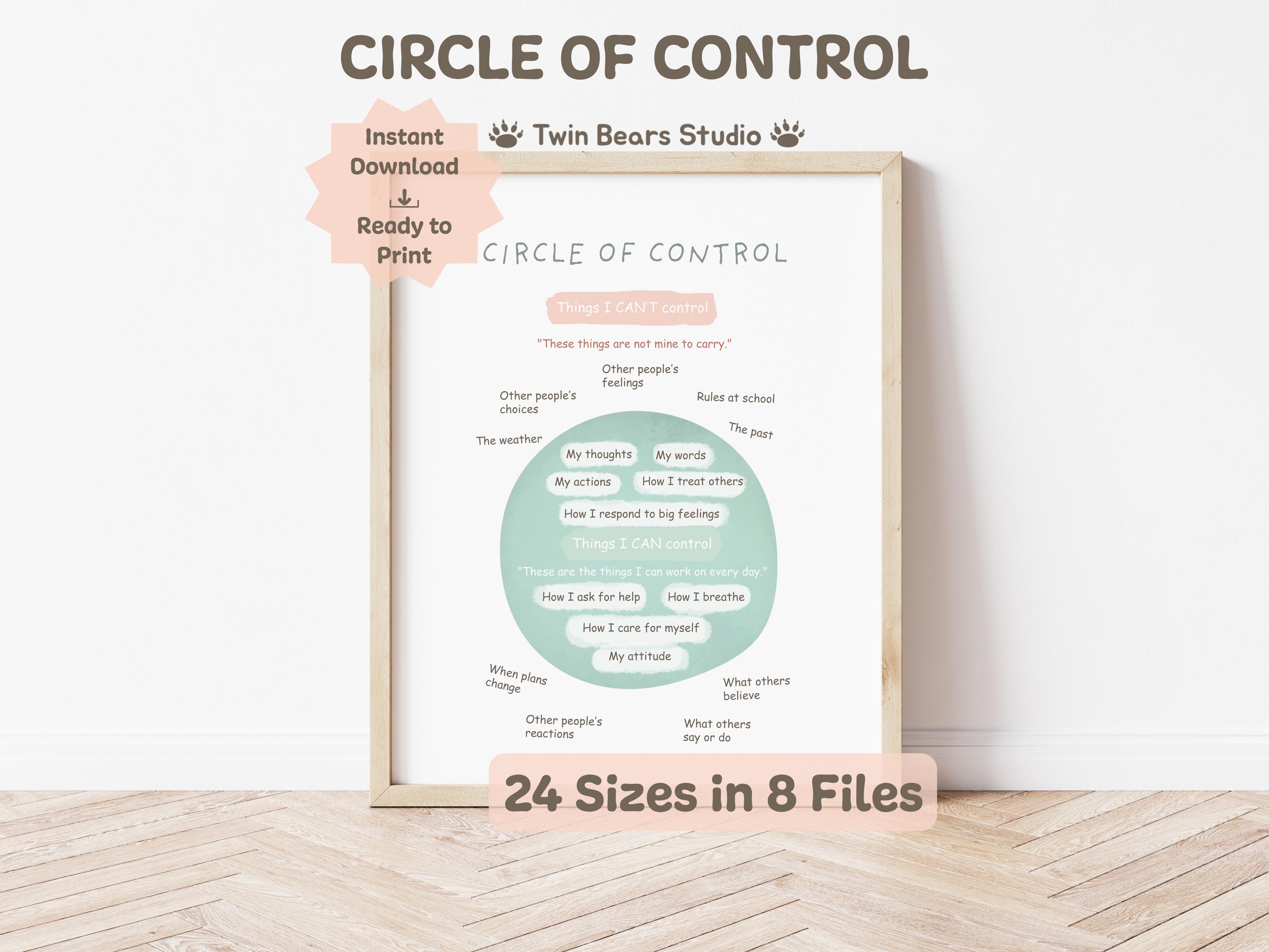 Circle of Control Poster for Kids Printable Wall Art Emotional ...