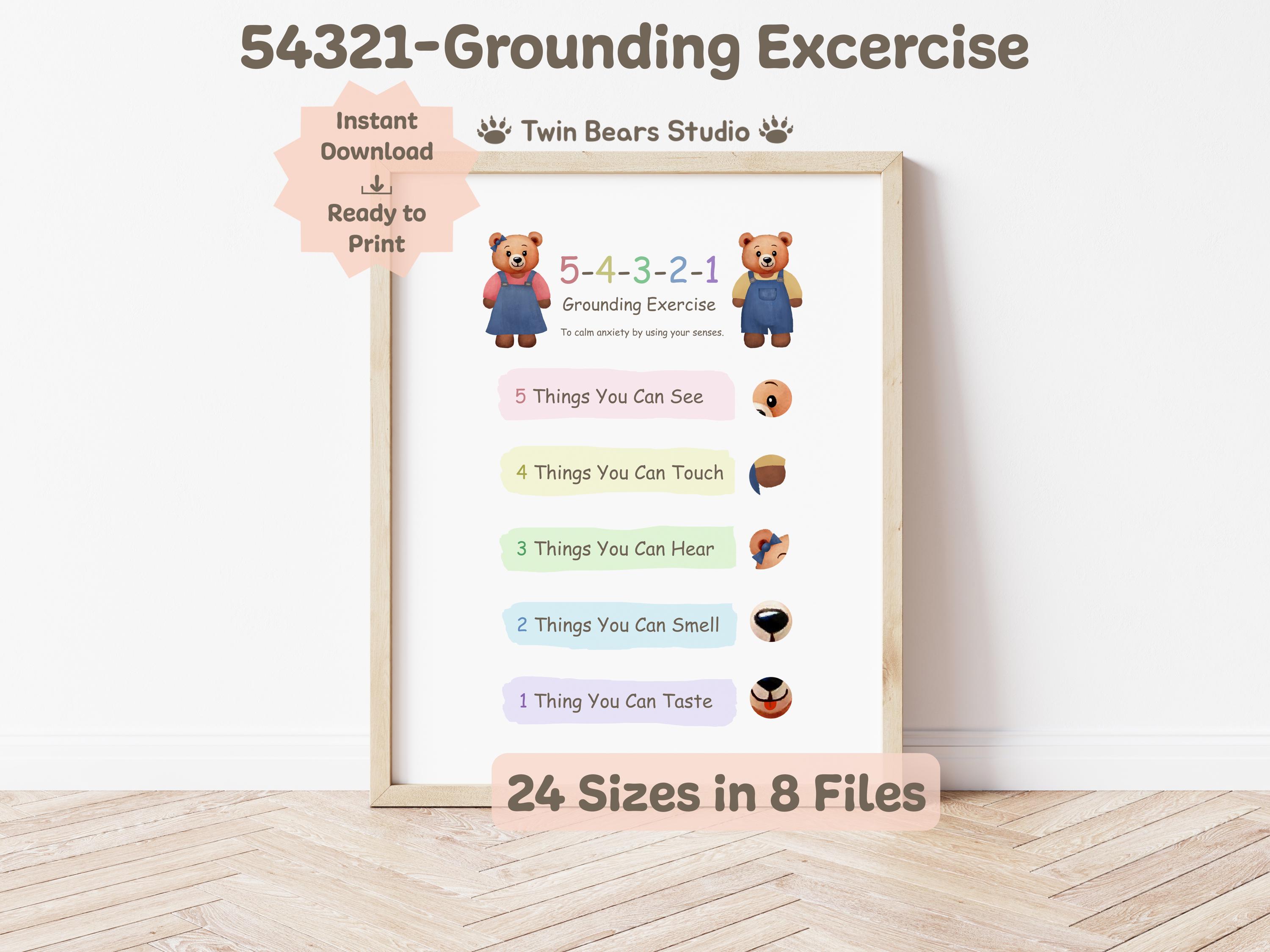 54321 Grounding Technique Poster 5 Senses Mindfulness Printable for ...