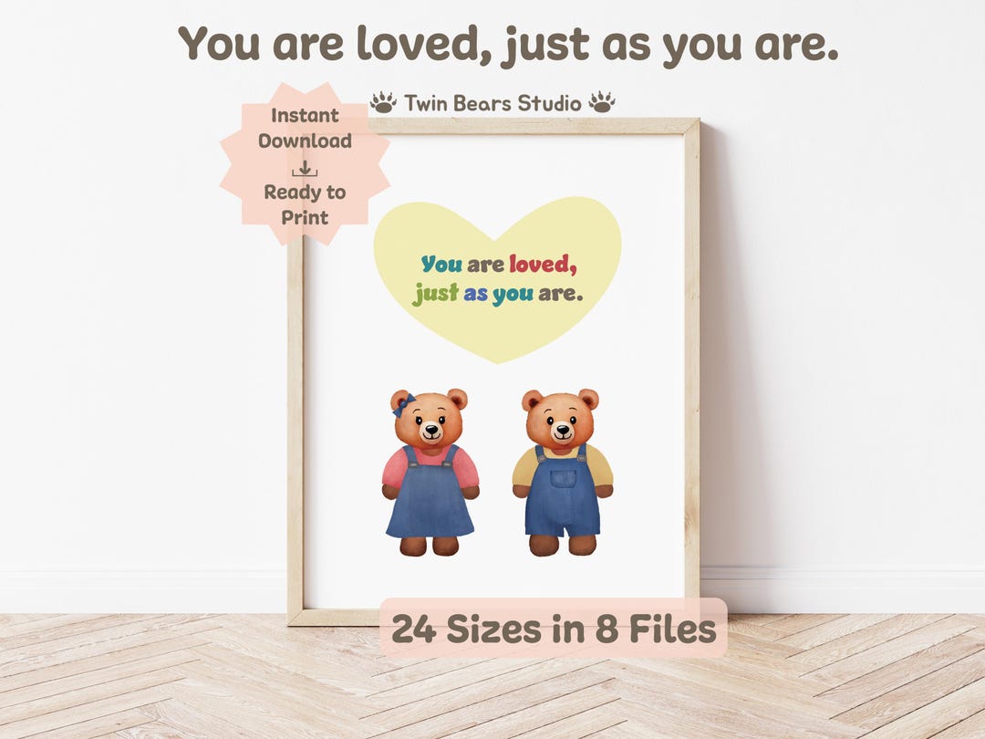 You Are Loved Poster Kids Printable Bear Wall Art Affirmation Digital ...