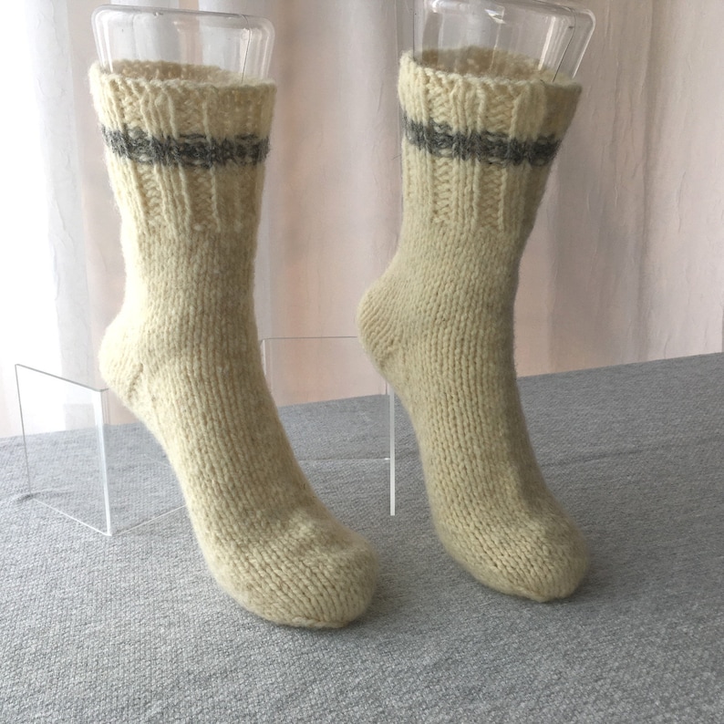 Hand Knit Rustic Thick 100% Virgin WOOL Socks Natural Undyed | Etsy