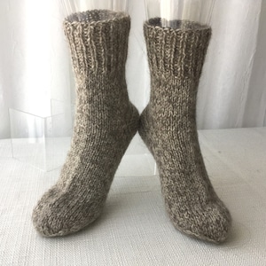 Hand Knit 100% Rustic Undyed ECO Wool GOAT Down Socks in Gray Grey ...