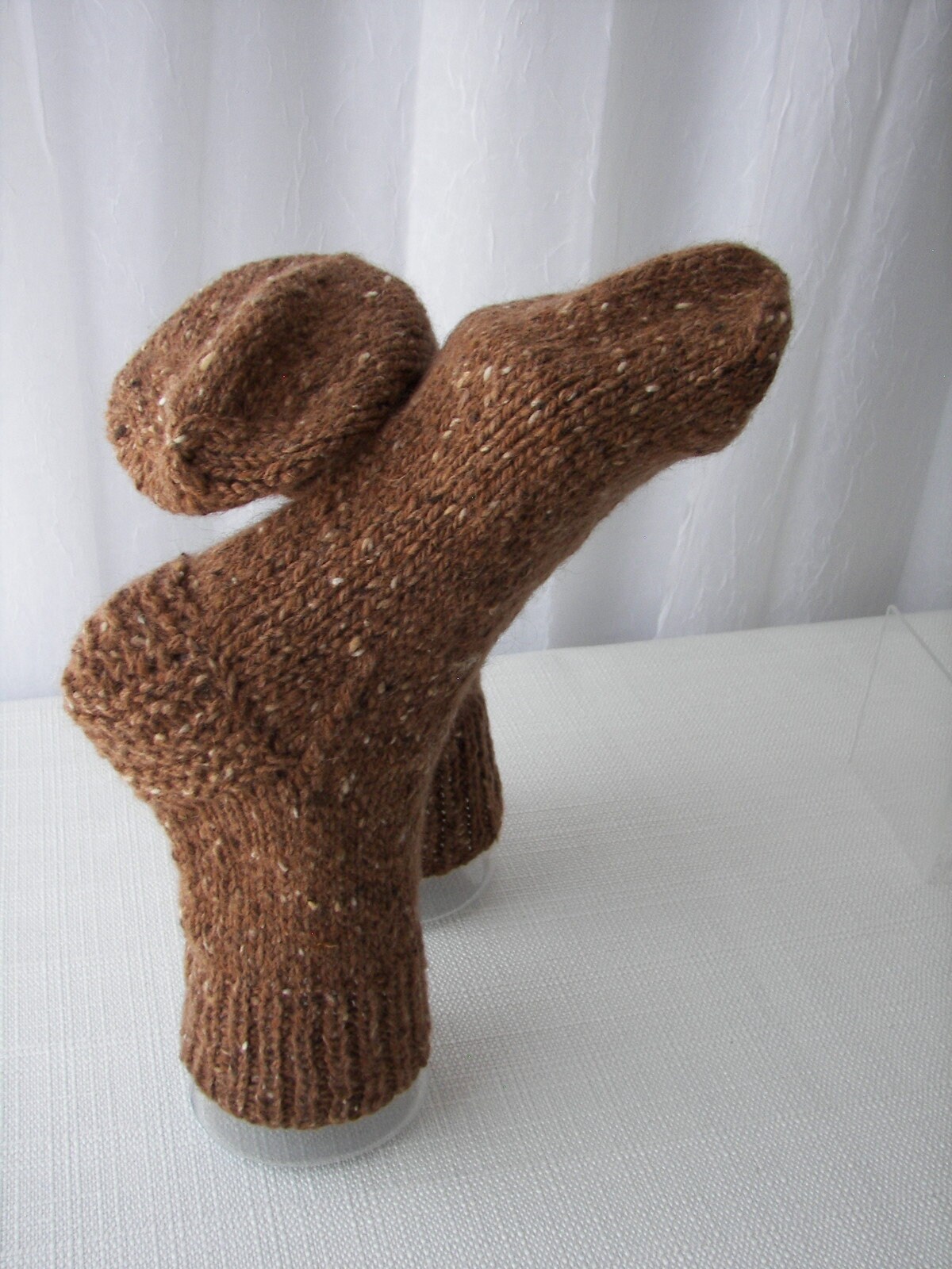 Hand Knit Thick 100% Merino WOOL SOCKS in BROWN Caramel Tweed | Etsy