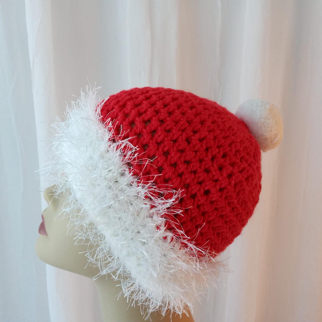 UNIQUE Small Santa Hat Beanie in Red White Anti Pill Acrylic/ Reiki ...