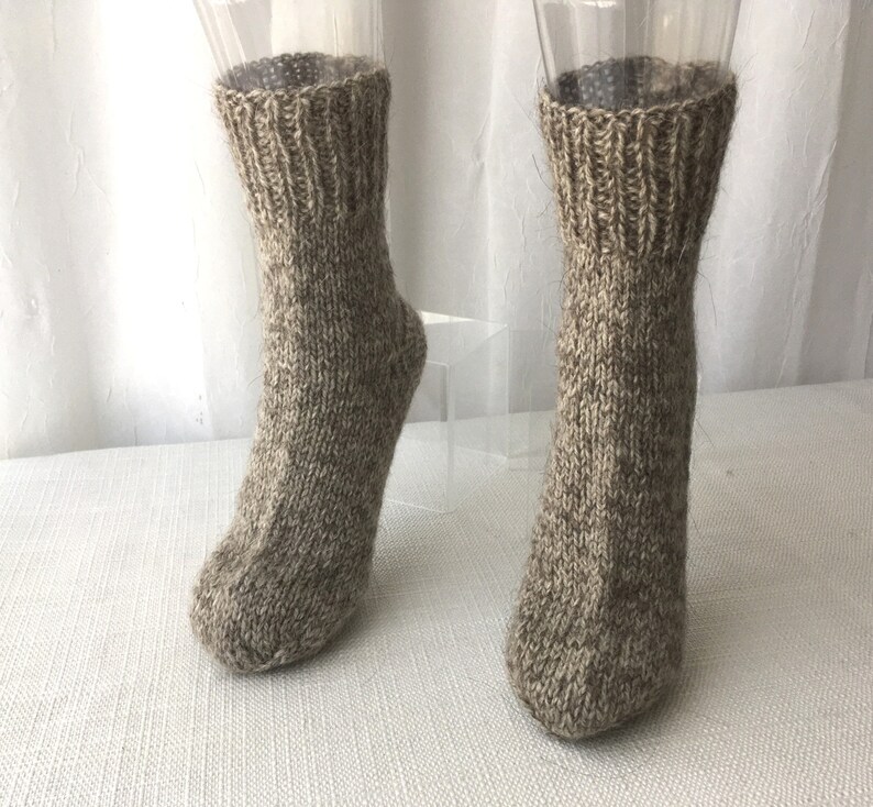 Hand Knit 100% Rustic Undyed ECO Wool GOAT Down Socks in Gray - Etsy