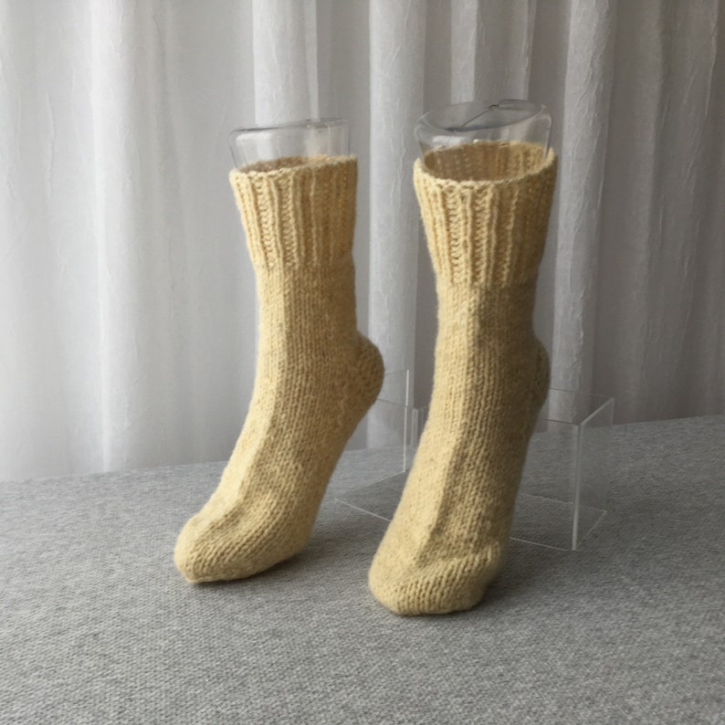 Hand Knit Virgin Wool Socks: Thick Rustic Seamless Design - Etsy