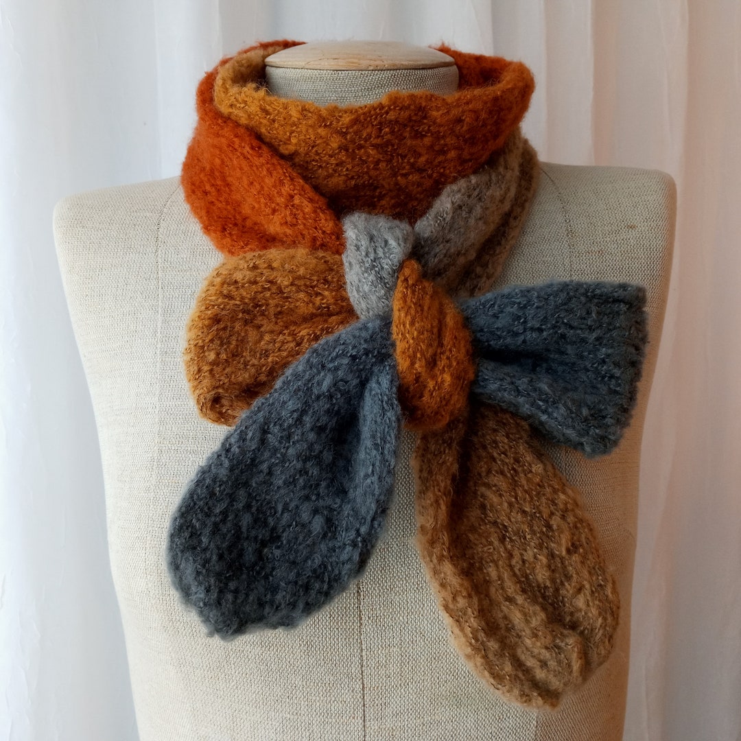 Fall Leaves: Hand Knit Skinny Tube Vegan Scarf 100% Soft Brushed ...