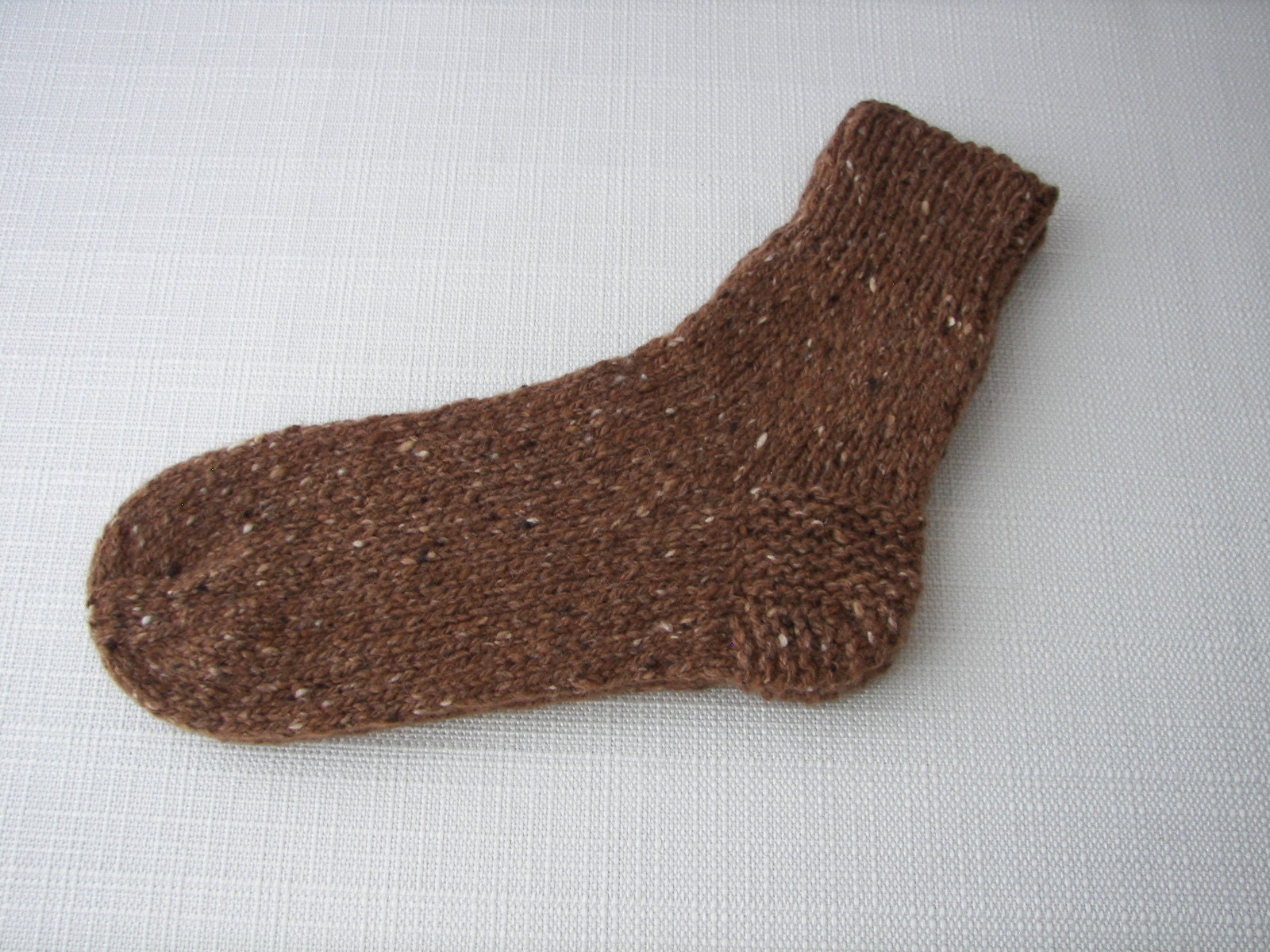 Hand Knit Thick 100% Merino WOOL SOCKS in BROWN Caramel Tweed | Etsy