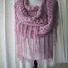 Victorian ROSE Hand Knit SHAWL Triangle Scarf SOFT Acrylic With Fringes ...