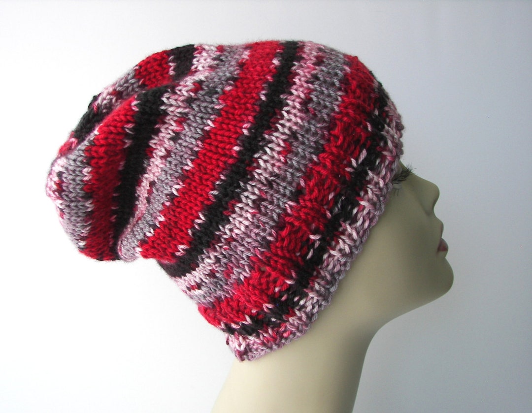 LAVA: Varigated RED Hand Knit Beanie in SOFT 100% Anti Pill Acrylic - Etsy