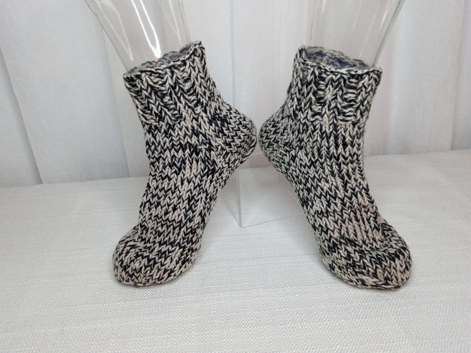 Hand Knit UNIQUE ART Cotton Acrylic Extra Thick Socks Vegan - Etsy