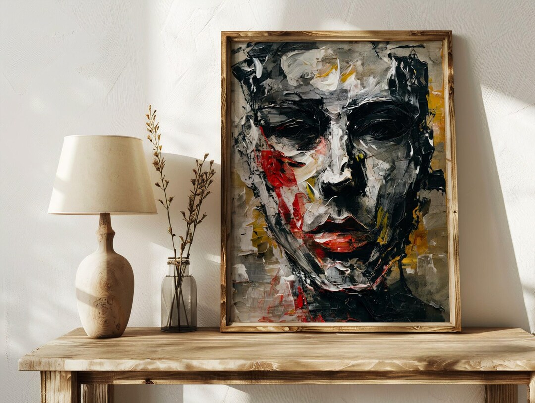 Abstract Portrait Painting Digital Print Wall Decor Impasto Painting ...