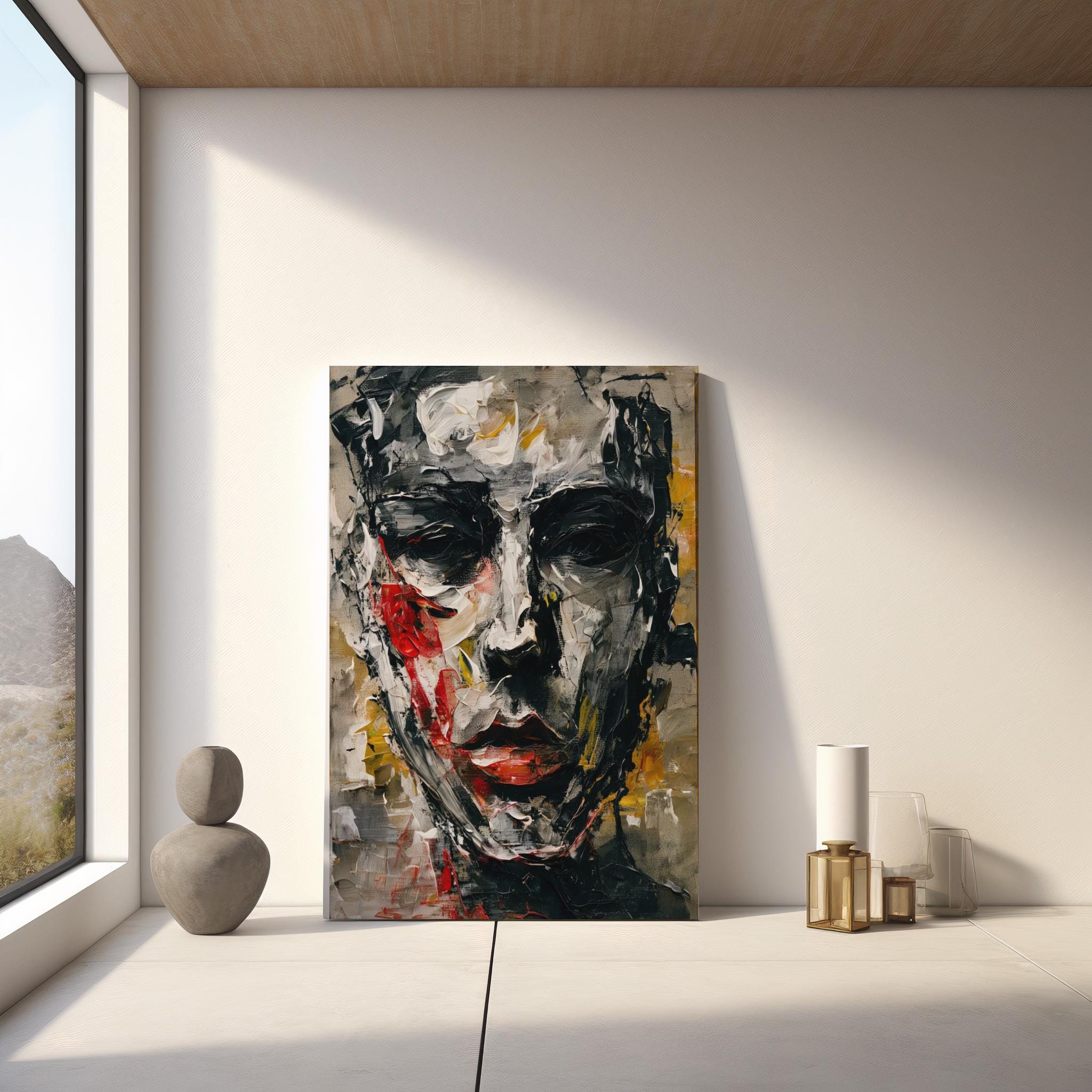 Abstract Portrait Painting Digital Print Wall Decor Impasto Painting ...