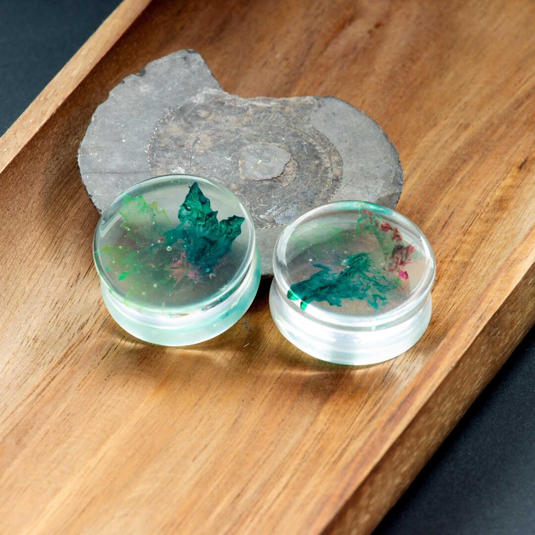 28MM (1.10") Plugs - Epoxy Resin Plugs - Stretched Ears - Translucent ...