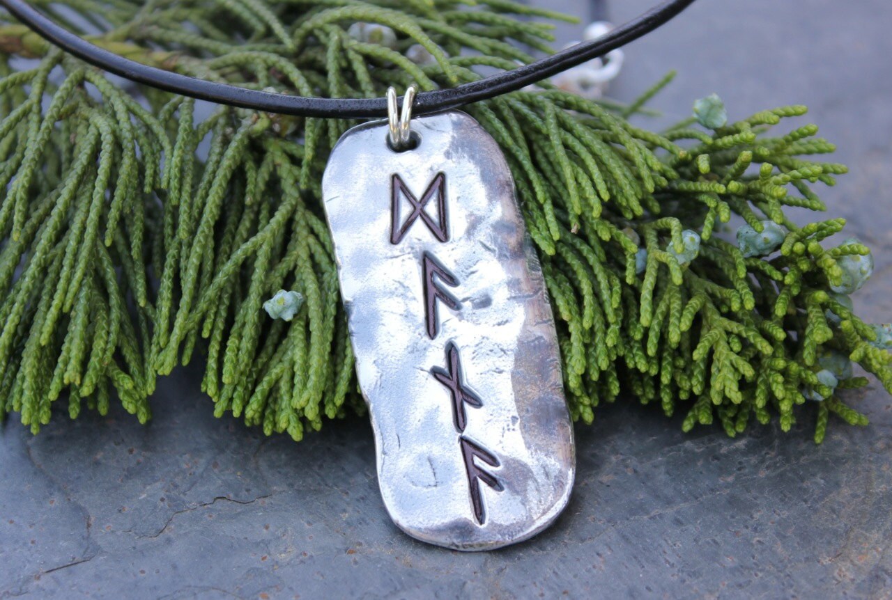 Large Handmade Fine Silver 3, 4, 5 or 6 Runic Pendant & Leather ...