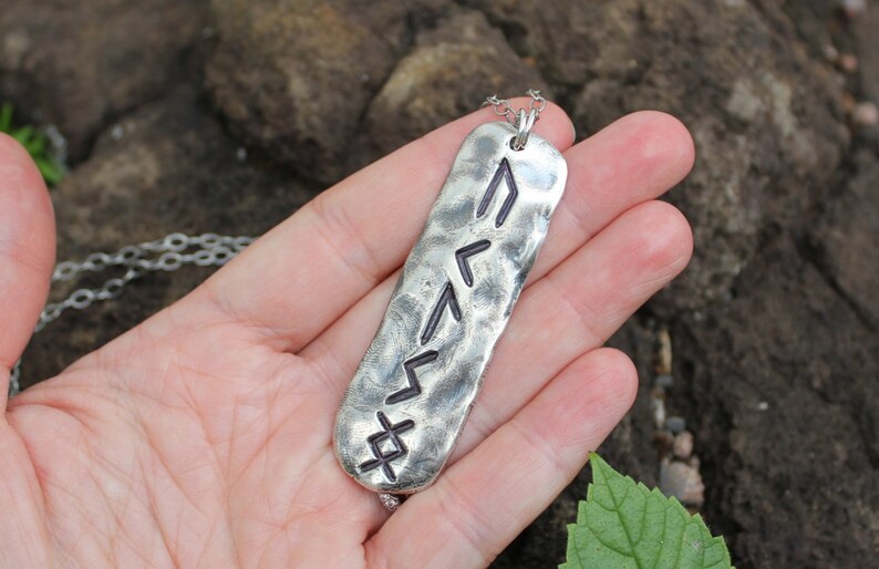 Handmade Fine Silver Chunky 3, 4, 5 or 6 Rune Pendant Necklace ...