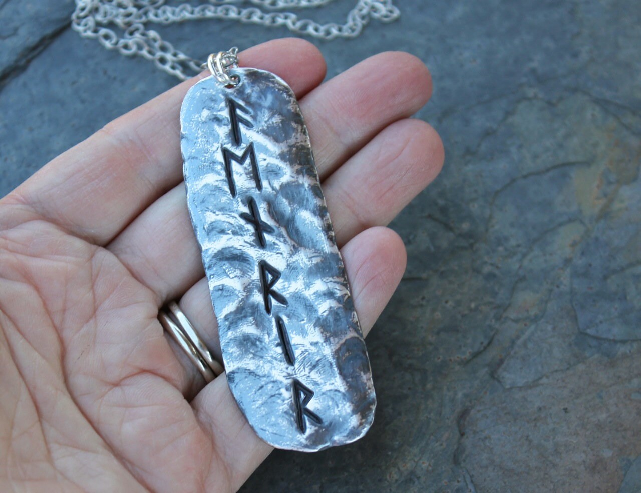 Handmade Fine Silver Chunky 3, 4, 5 or 6 Rune Pendant Necklace ...