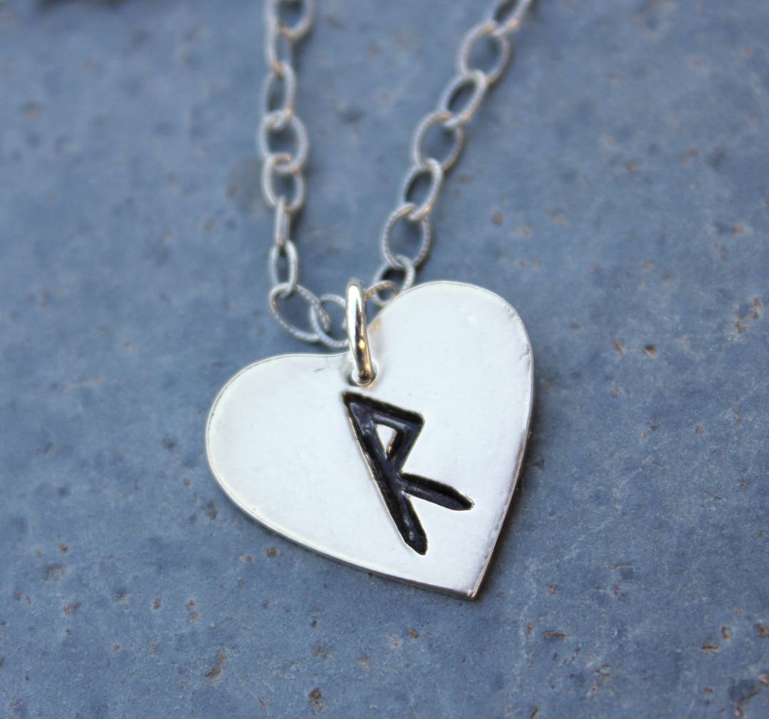 Personalized Initial Rune Heart Necklace- Handmade Fine Silver Elder ...