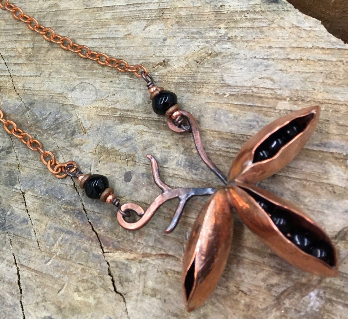 Australian Peanut Tree Seed Pod Necklace- Hand Fabricated Copper Metal ...