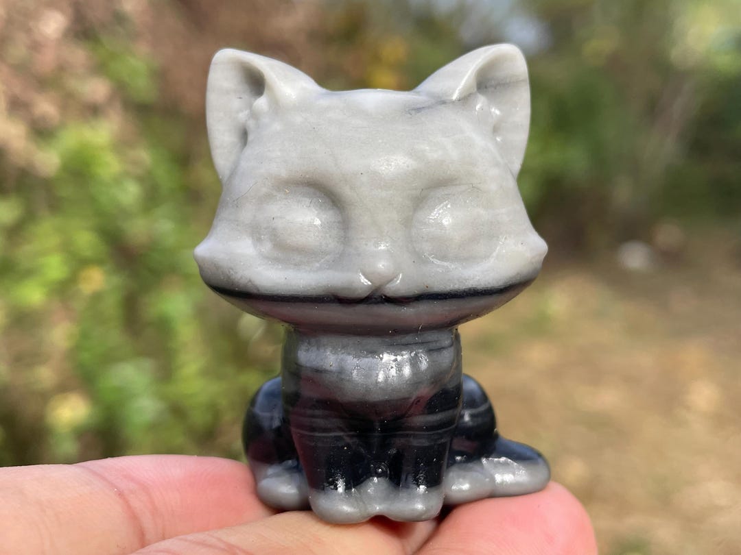 Tai Chi Stone Quartz Crystal Cat Skull: Healing Home Decor - Etsy