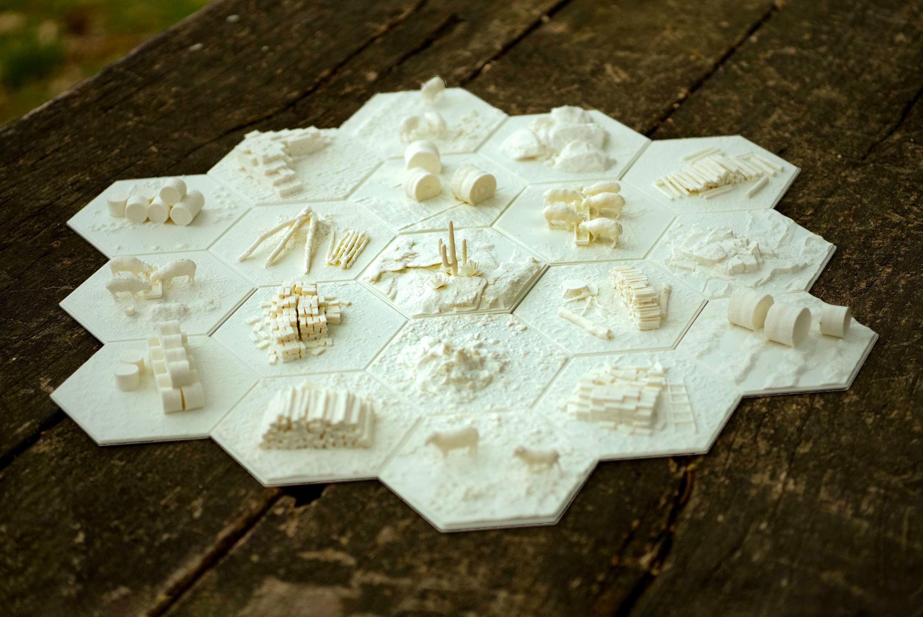 3D Printed Hexagon Tiles for Settlers Board Game – Custom Game Pieces ...